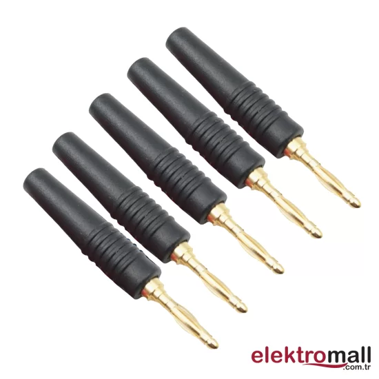2mm Banana Jack Gold Siyah - ELEKTROMALL